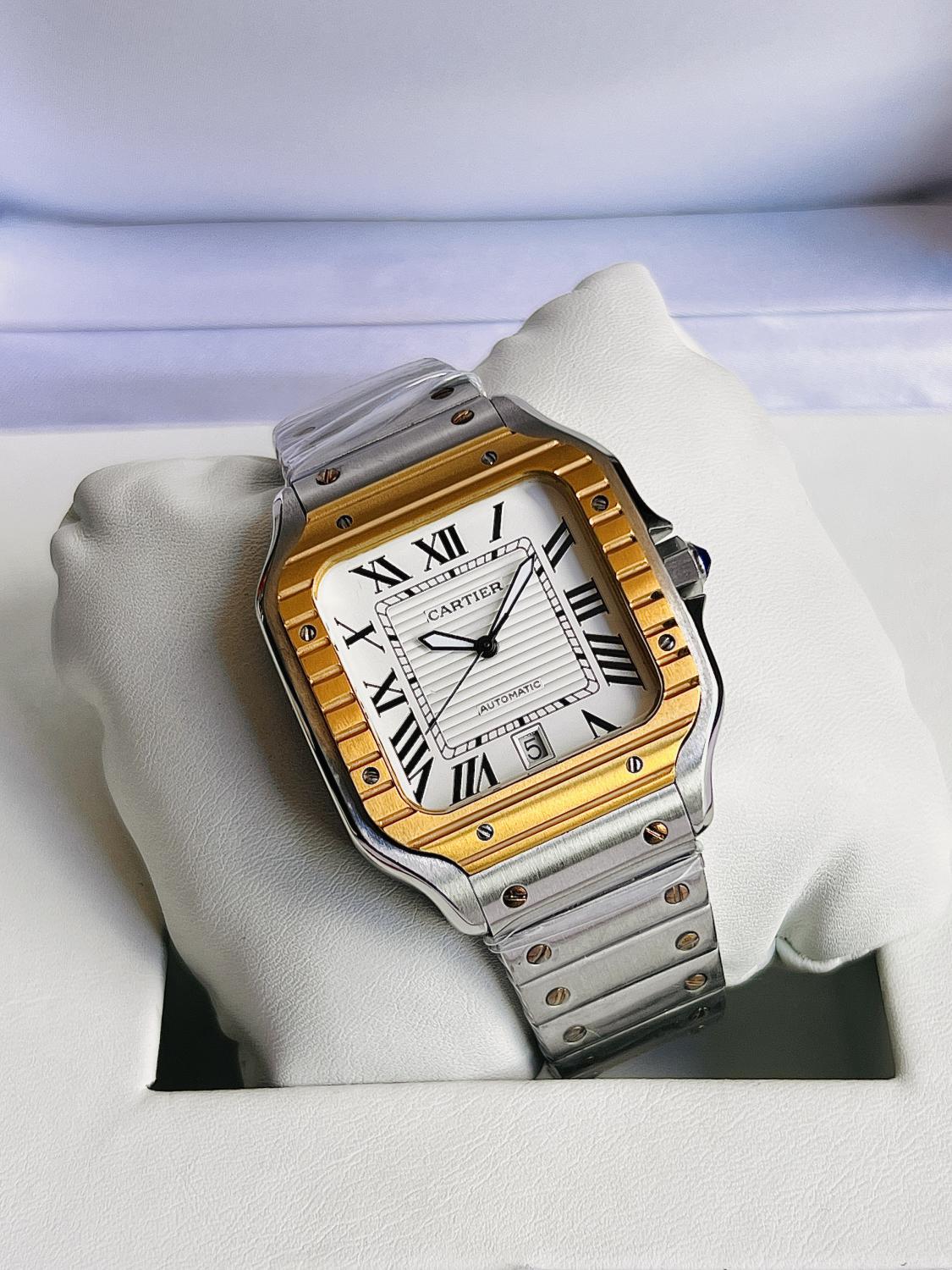 CARTIER SANTOS DE CARTIER AUTOMATIC WHITE DIAL TO TONE - GalaxyPlace.pk