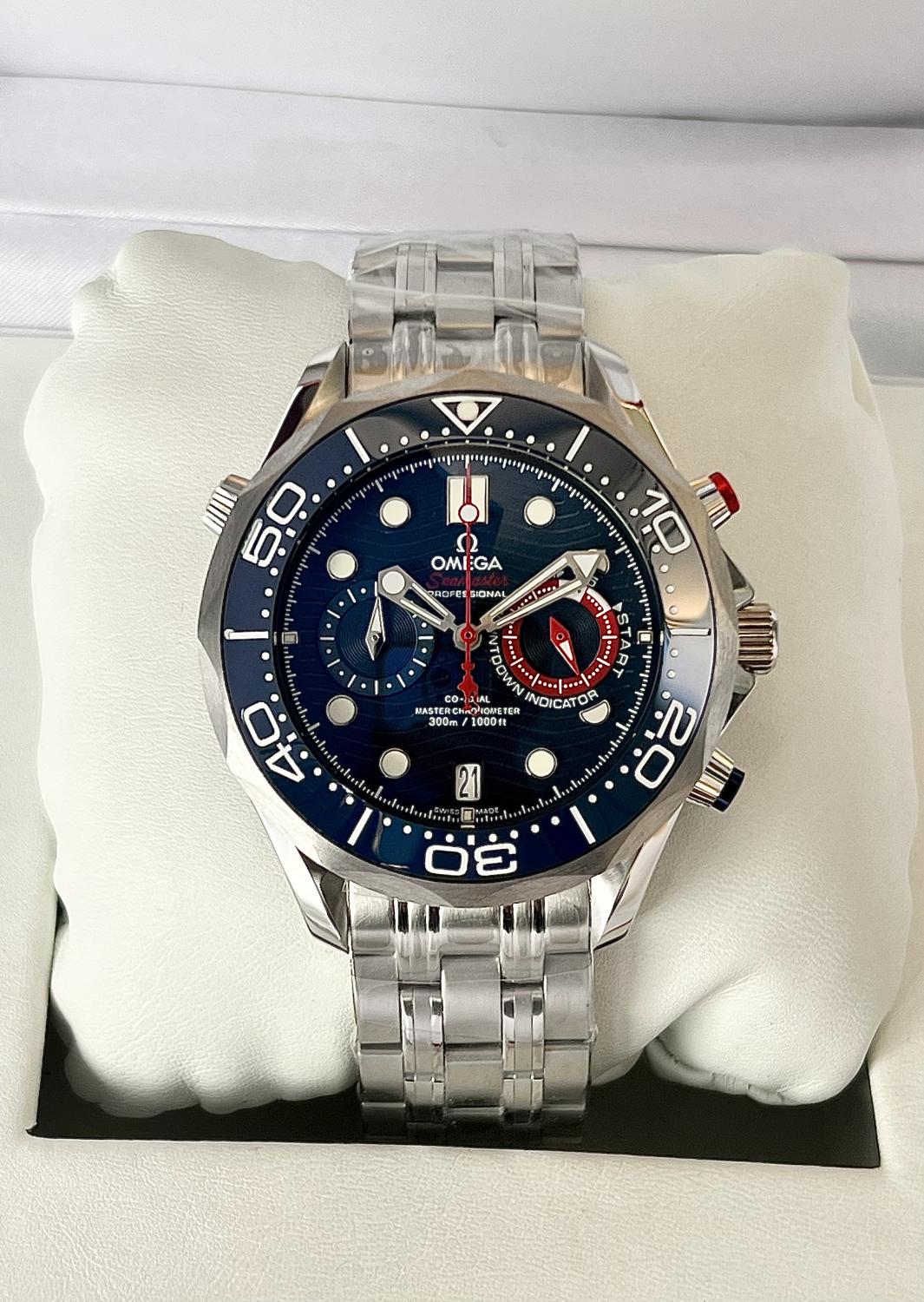 OMEGA COUNT DOWN INDICATOR BLUE DIAL CHRONOGRAPH - GalaxyPlace.pk