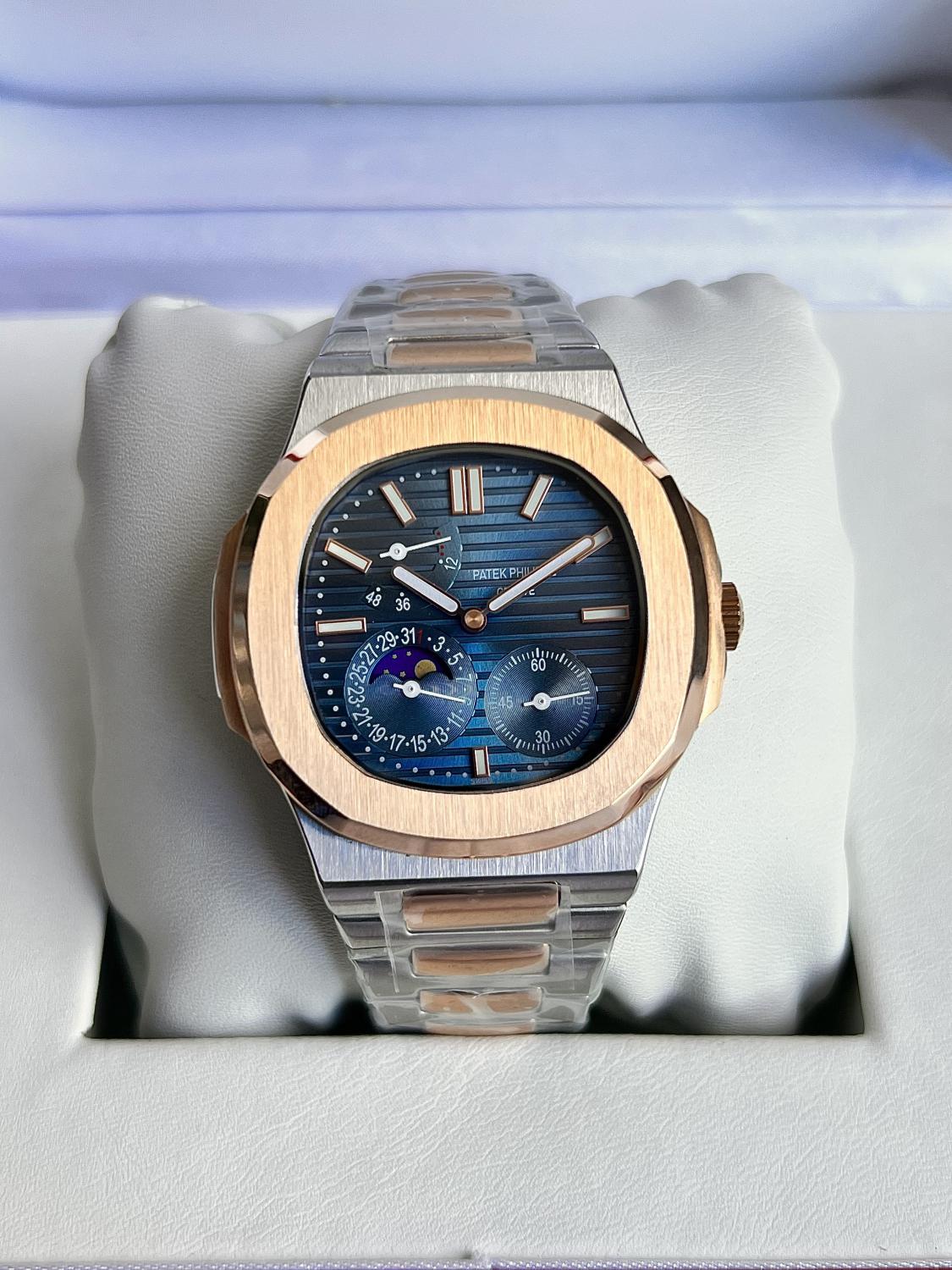 PATEK P NAUTILUS 5712 BLUE DIAL MOON PHASE TWO TONE - GalaxyPlace.pk