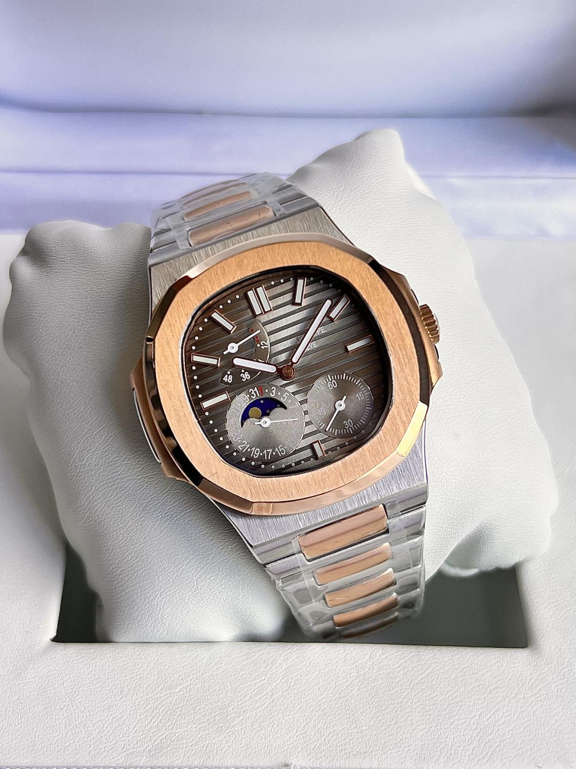 PATEK P NAUTILUS 5712 GREY DIAL MOON PHASE TWO TONE - GalaxyPlace.pk