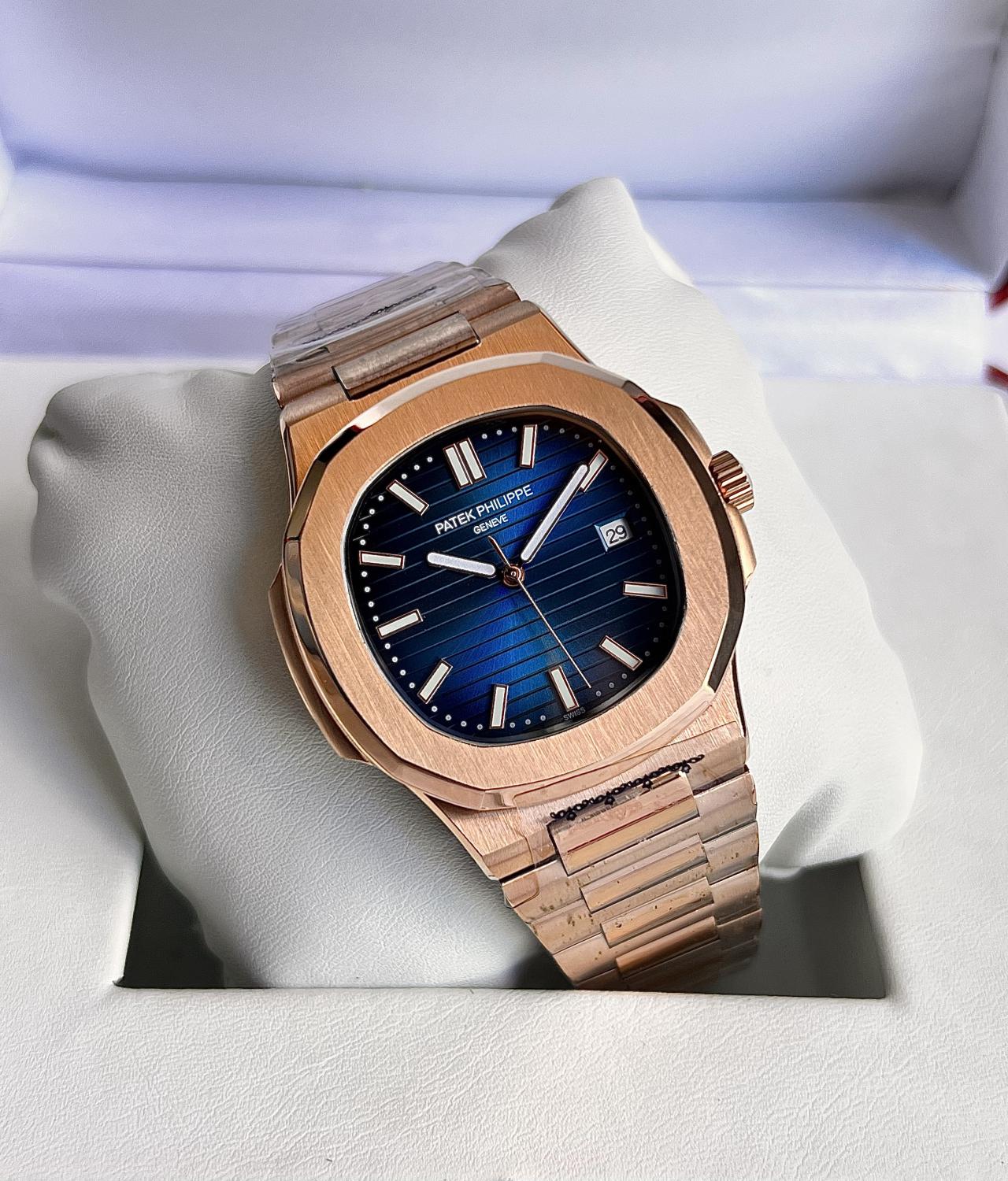 PATEK P NAUTILUS BLUE DIAL ROSE GOLD - GalaxyPlace.pk