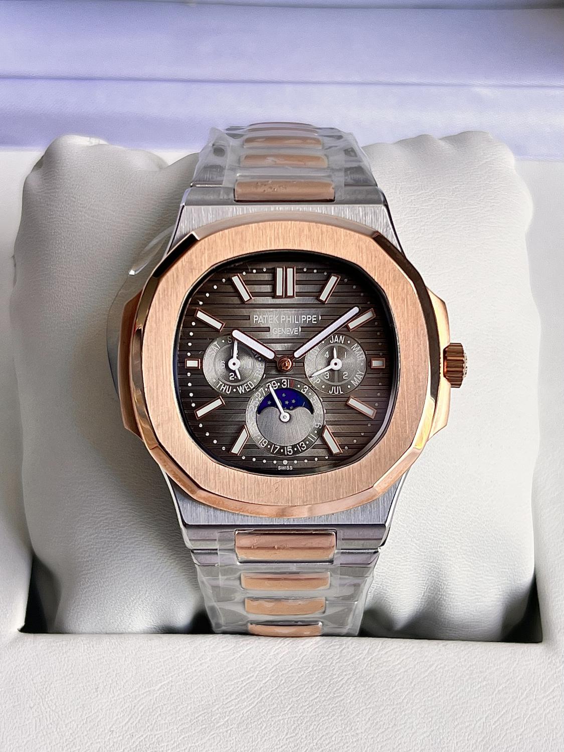 PATEK P NAUTILUS PER PETUAL CALENDAR GREY DIAL TWO TONE - GalaxyPlace.pk