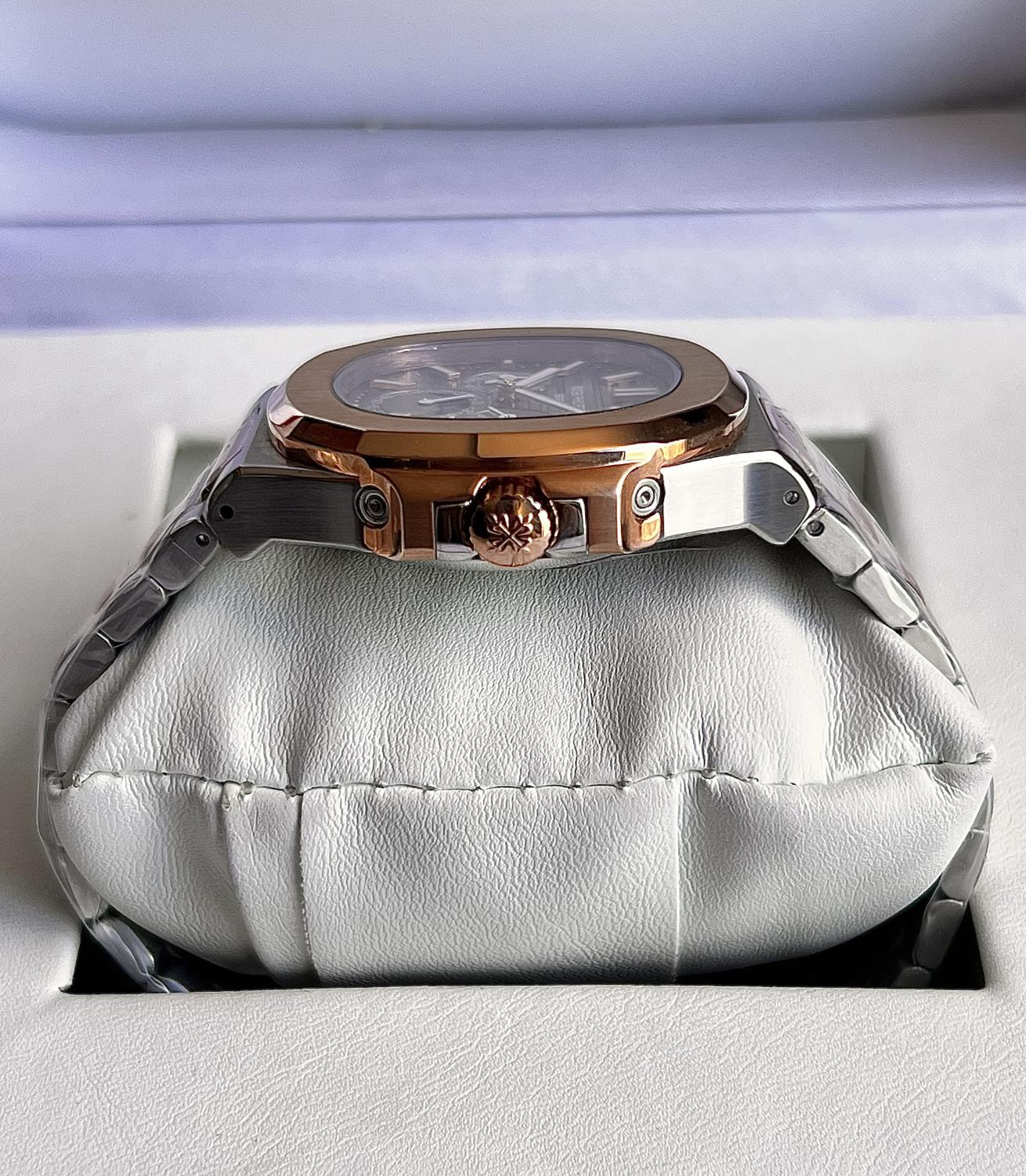PATEK P NAUTILUS PER PETUAL CALENDAR GREY DIAL TWO TONE - GalaxyPlace.pk