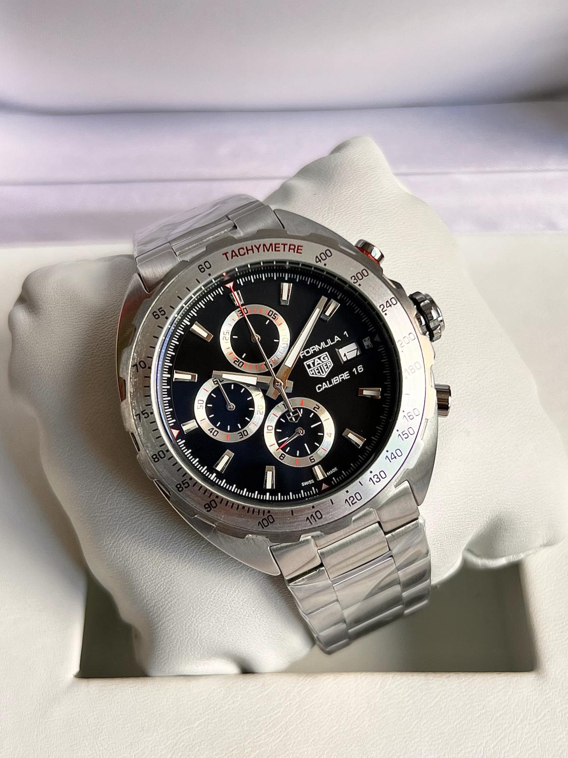 TAG HEUER FORMULA 1 CLB 16 CHRONOGRAPH BLACK DIAL SILVER - GalaxyPlace.pk