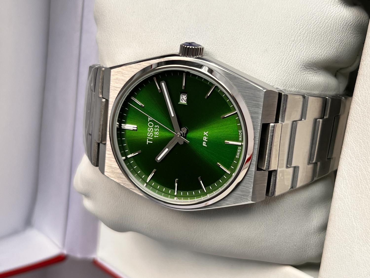 TISSOT PRX QUARTZ GREEN DIAL WATCH - GalaxyPlace.pk